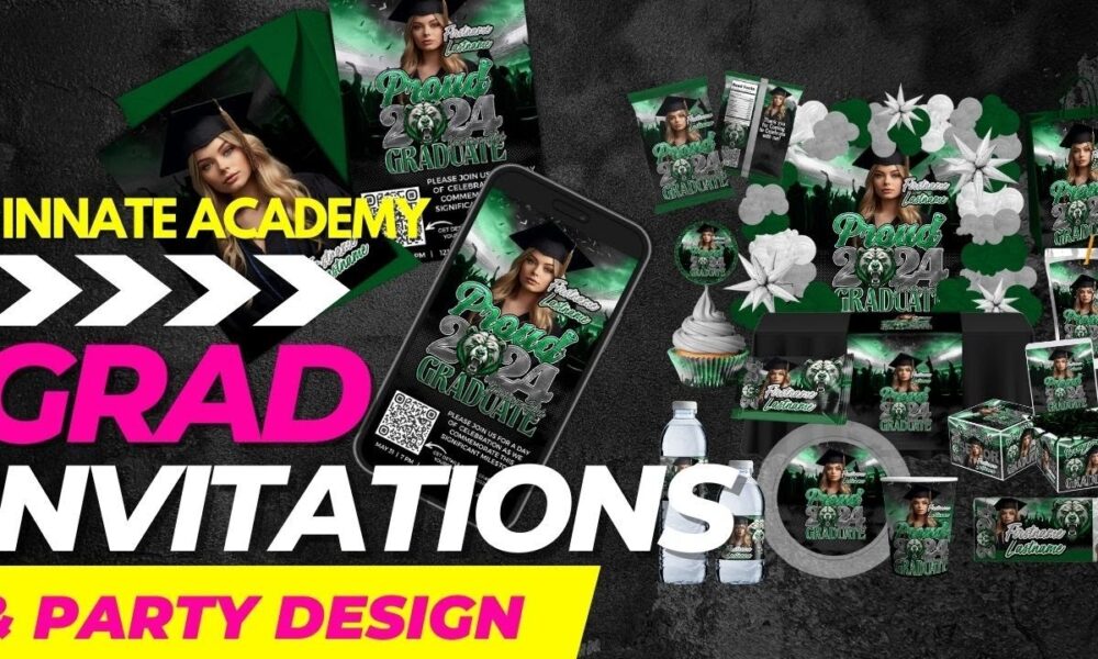 Graduation Invitations Easy Design Digital Print Drop Ship Photoshop ...