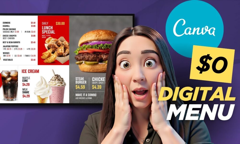 Design a Digital Menu in Canva + How to Display It on a TV (12 Minutes ...