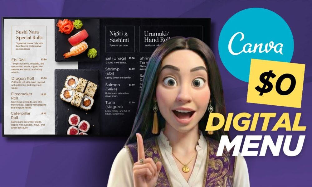 Design Animated Digital Sushi Menu in Canva and Display on TV in 12 ...